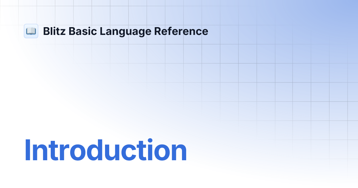 Introduction | Blitz Basic Language Reference